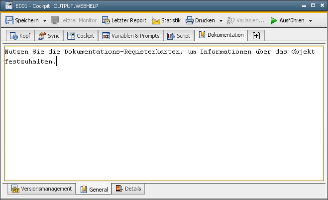 Registerkarten zur Dokumentation