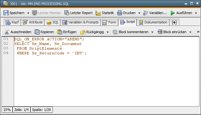 Registerkarte Form (SQL)