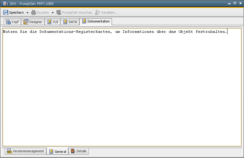 Registerkarten zur Dokumentation