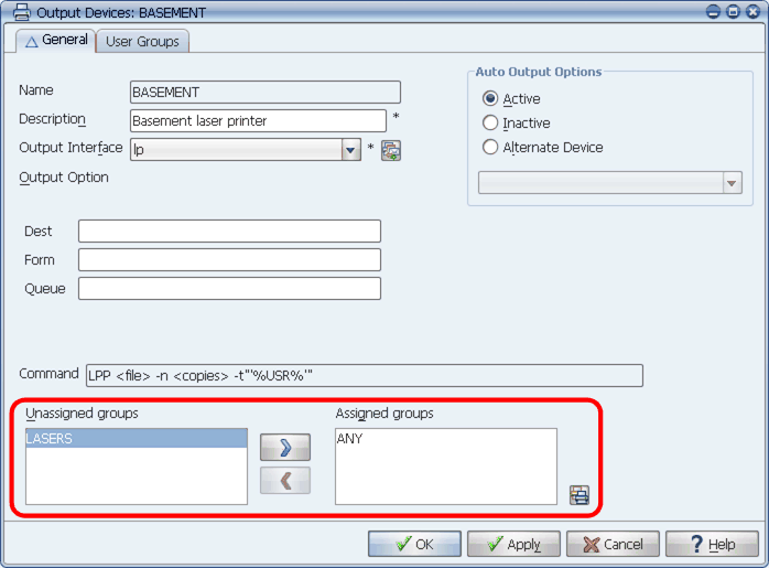 output devices printer information